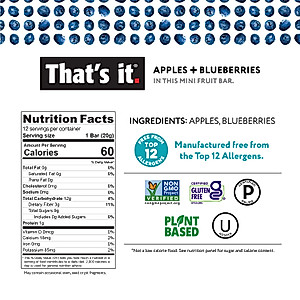 That's it. Mini Fruit Bars Gift Pouch (Variety 36 Count) No Sugar Added, Plant-Based, Vegan & Gluten Free, Paleo, Non GMO, Fiber (12 Banana, 12 Blueberry, 12 Mango)