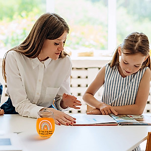 Futtumy Teacher Appreciation Gifts, Teacher Gift Thank You Gift for Teacher Women Her, It Takes a Big Heart to Shape Little Minds Stemless Wine Glass for Appreciation Week, 17Oz Rainbow Wine Glass