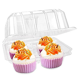 GothaBach 20 Pack 4-Compartment Clear Plastic Cupcake Boxes, 4-Cavity Cupcake Holders, Clear Cupcake Containers