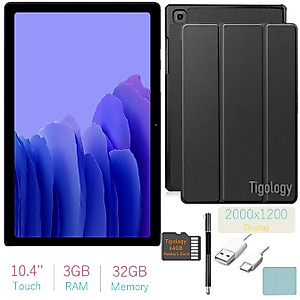 SAMSUNG 2020 Galaxy Tab A7 10.4’’ (2000x1200) TFT Display Wi-Fi Tablet Bundle, Qualcomm Snapdragon 662, 3GB RAM, Bluetooth, Dolby Atmos Audio, Android 10 OS w/Tigology Accessories (64GB, Gray)