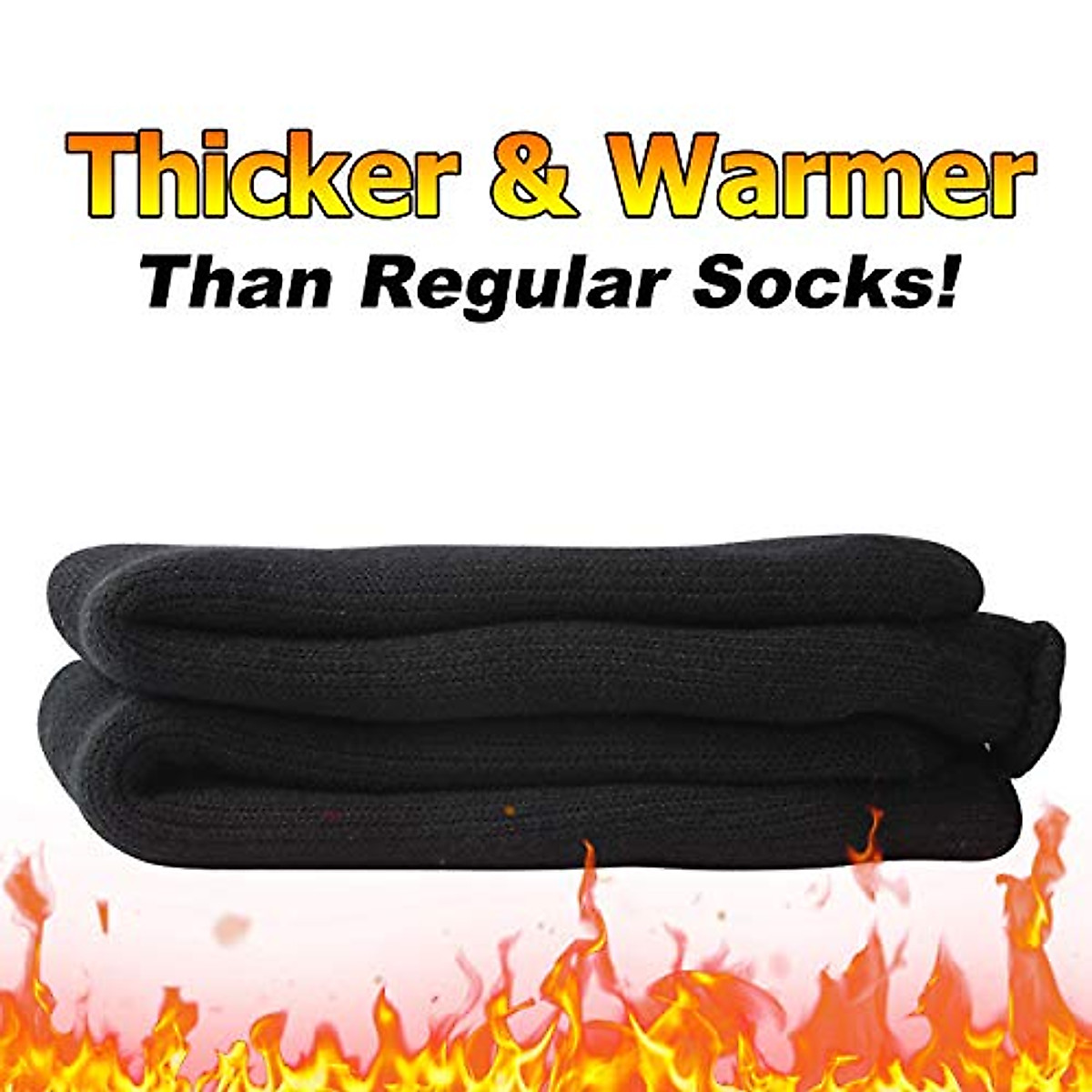 JSPA Thick Thermal Hiking Socks, Skiing Snowboarding Thermal Socks for Men,Stocking Stuffers Heated Socks for Women, Thick Warm Insulated Heated Crew Slipper Socks for Cold Weather,1 Pair Black Large