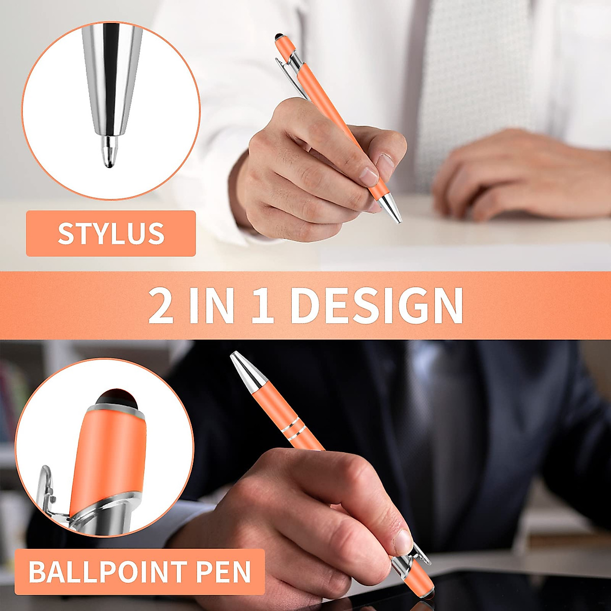 TIESOME 6 Pcs Gel Ink Pens with Stylus Tips, 1.0 mm Black Ink Pens Fine Point, Stylus Pens for Touch Screens, Metal Pens,2 in 1 Stylus Ballpoint Pens for School Office Supplies