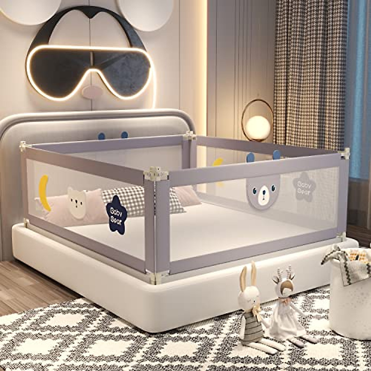 ORAIL Bed Rails for Toddlers - 60" 70" 80" Extra Long Baby Bed Rail Guard (3 Sides: Perfect for King Bed, Include 3 Sides)