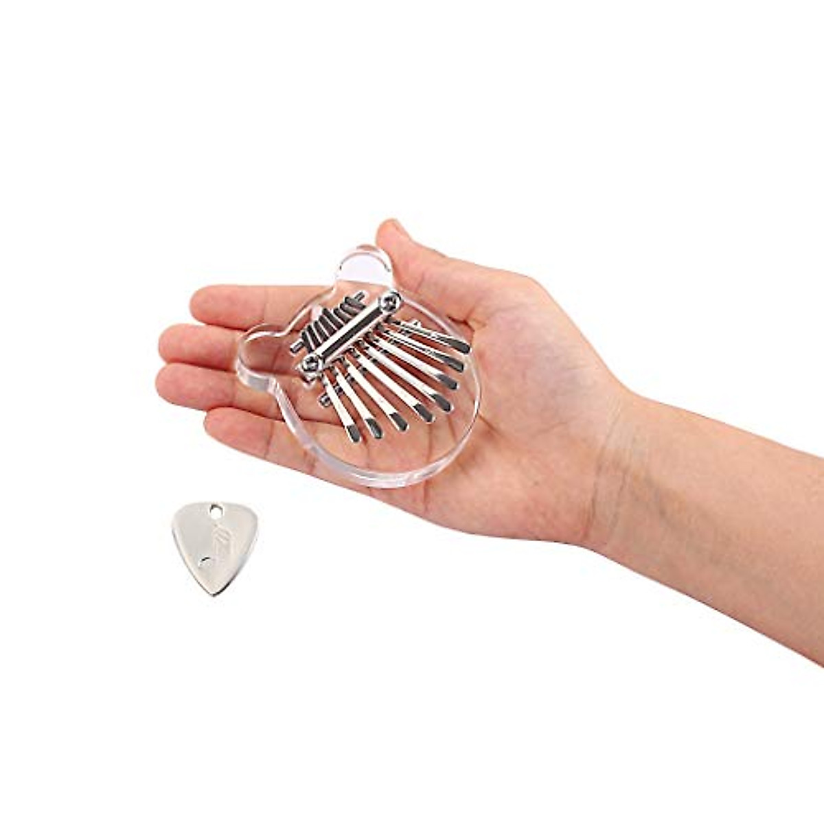 Alnicov Acrylic Transparent Finger Thumb Piano 8 Key Mini Kalimba for Beginners Kids Bear Ears Shape