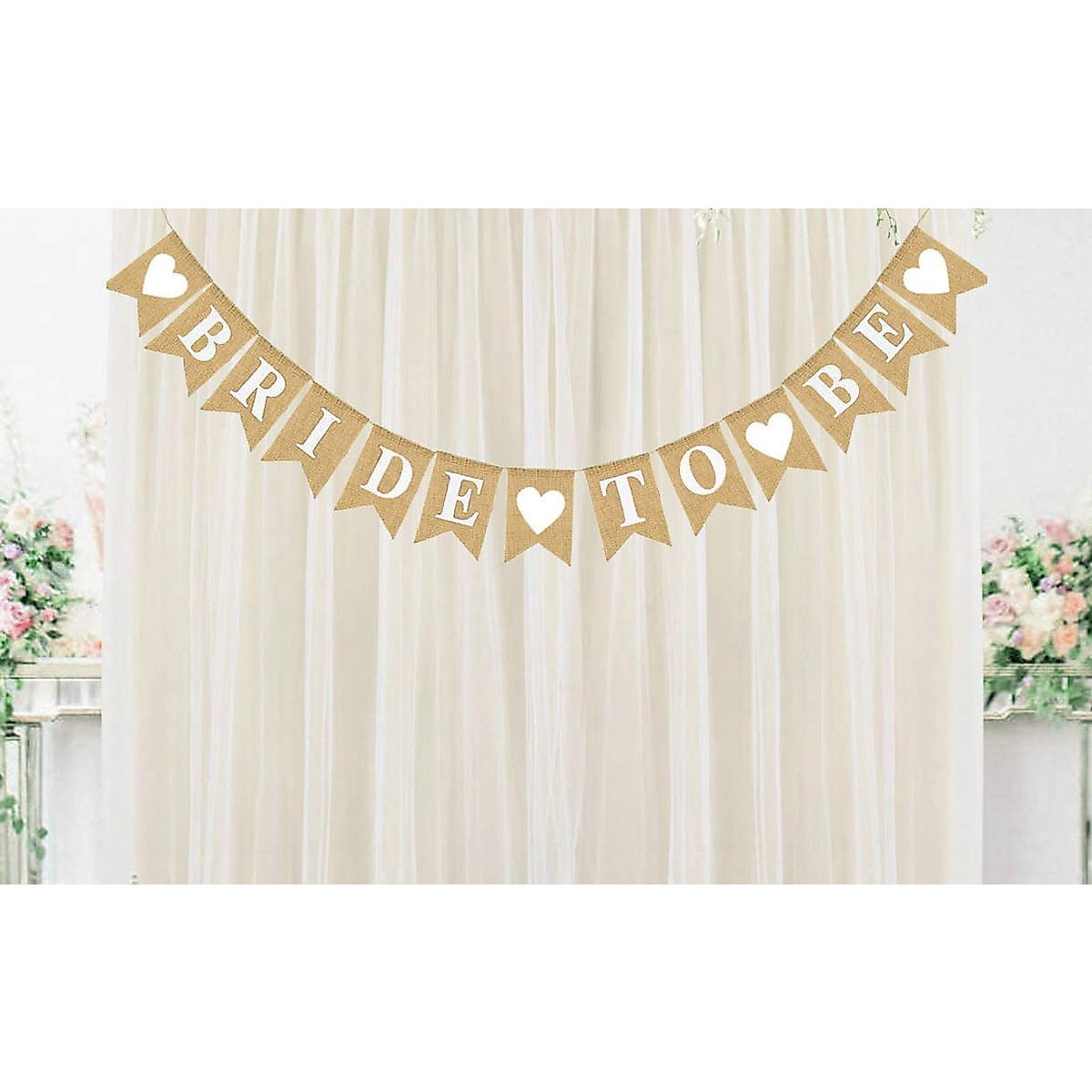 Burlap Bride To Be Banner Sign for Bridal Shower, Bachelorette, Wedding Party Decorations