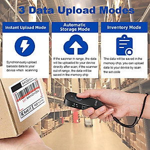 Mini 2D Bluetooth Barcode Scanner 2.4G Wireless Barcode Scanner, 2-in-1 Portable 1D 2D QR Code Scanner Work with iOS Android iPhone iPad Tablet Windows PC POS for Store Warehouse Inventory Library