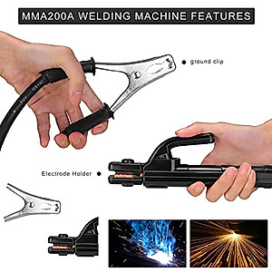 DEKOPRO 200Amp MMA Welder, 110/220V Stick Welder Dual Voltage ARC Welders Portable Welding Machine Electrode Holder,Work Clamp, Input Power Adapter Cable and Brush