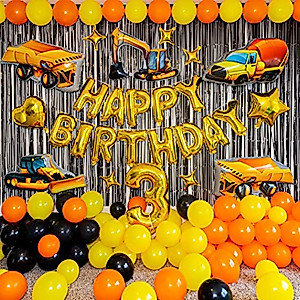 Construction Birthday Party Supplies 2 Years Old Construction Truck Birthday Party Supplies for Boys 2nd Birthday Decorations Toddler Birthday Party with Dump Truck Balloon and Concrete Mixer Balloon (second birthday)
