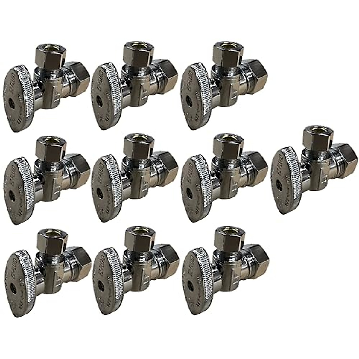 10Pcs EZ-FLUID Heavy Duty 1/2" Angle Stop Valve,1/2" Nom. (5/8"OD) Compression x 3/8"OD Outlet Water Shut Off Valves,1/4 TurnMetal Handle Angle Valve For Water Pipes,For Sink,Toilet,Faucet Valve