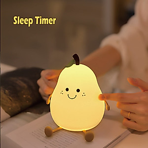 Xugenxes Children's Night Light,Cute Silicone Pear Nursery Lamp for Baby,7Color Changing Pear Baby Light,Senior Smile Decompressible Fruit Shaped Night Lights Dimmable Night Light,Gifts for Kids