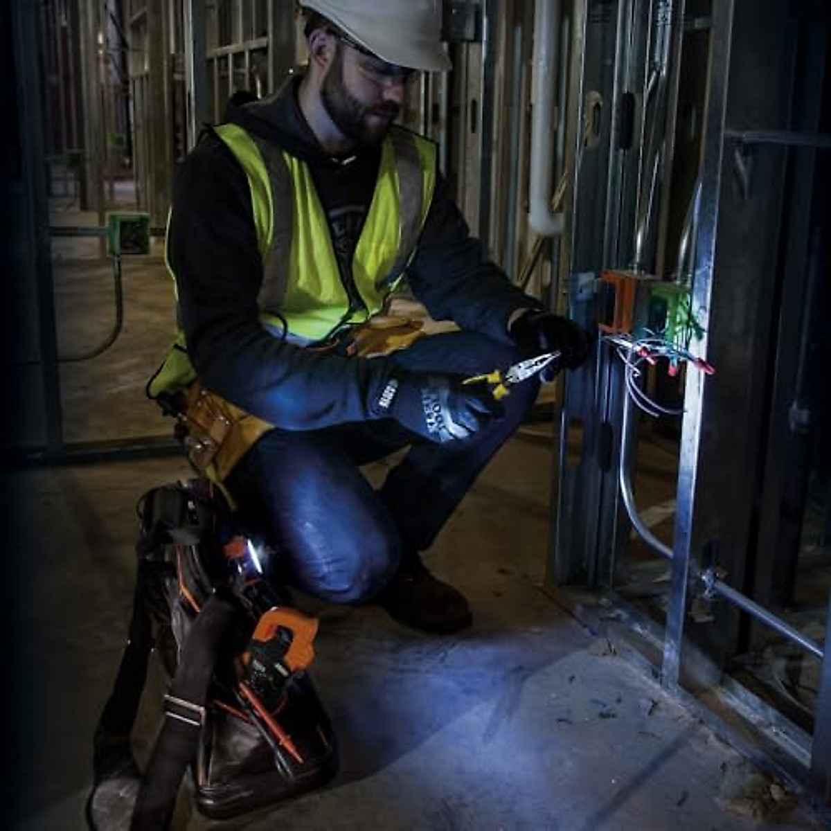 Klein Tools 55431 Tool Bag with Molded Bottom, Padded Shoulder Strap and Lighted Tool Storage with 31 Pockets