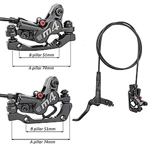 JFOYH 4-Piston MTB Hydraulic Brake Set with 160mm Floating Disc Rotors, Front and Rear Hydraulic Disc Brake Kit For MTB(Pre-bled, Left-Front/Right-Rear)