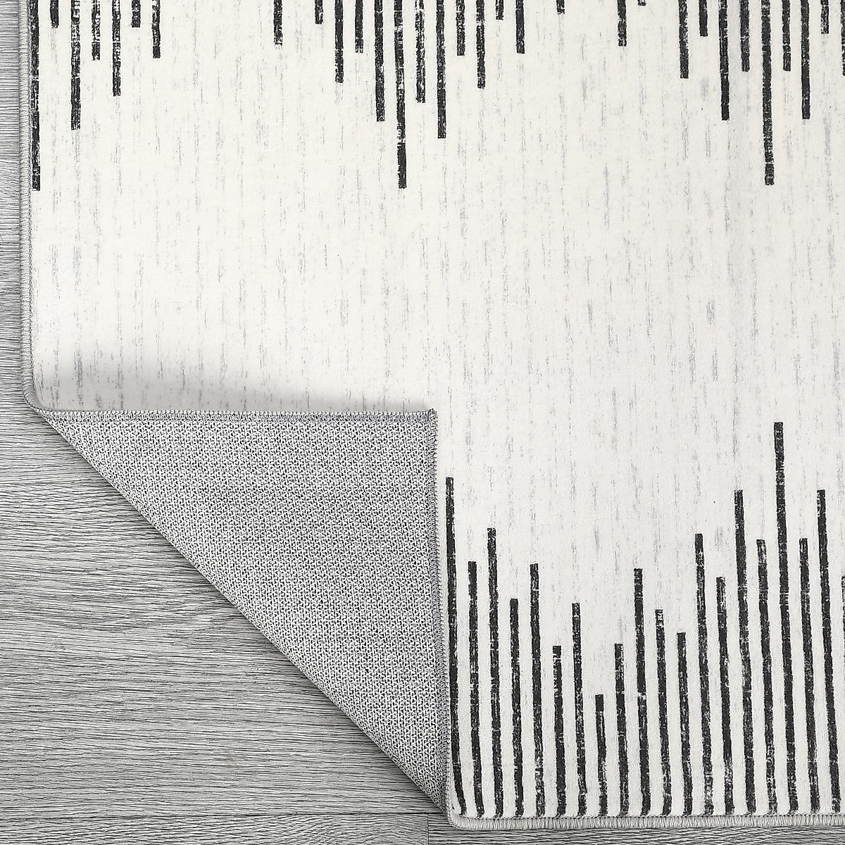 COZYLOOM 9x12 Area Rug for Living Room Washable Rugs Stripe Farmhouse Bedroom Rug large Rug Modern Rug Non Slip Carpet Stripe Throw Rugs for Dining Room Stain Resistant Office Rug Classroom Rug, Cream