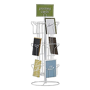 SSWBasics 12-Pocket Rotating Countertop Greeting Card Rack - Overall Dimension: 25”H x 12”D - 12 Pockets Total (Each 5”W x 7”H x 1 5/8”D) - Perfect for Thrift, Retail, Grocery, and Convenience Stores