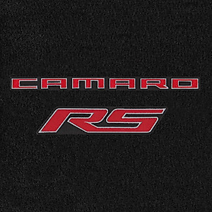 Lloyd Mats Heavy Duty Premium Red and Black Vinyl Binding Carpeted Floor Mats for Chevy Camaro 2010-2015 (Charcoal, 2PC (Double Logo) - Camaro RS)