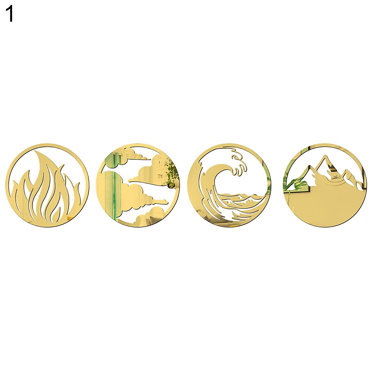 maiduoduo01 4Pcs/Set Mirror Decals Removable Lightweight Fancy Shiny 3D Mirror Decals Stickers 1 L