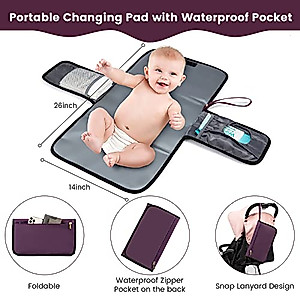 LOVEVOOK Diaper Bag Backpack, Quilted Baby Bag with Changing Pad & Pacifier Holder,Maternity Baby Changing Bags,Purple