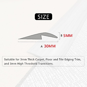 DAILISEN 9.84ft Vinyl Self Adhesive Overlap Threshold Reducer,Flooring Tile Laminate Border Transition Strip,Flat Carpet Rug Edging Strips, Fluted Saddle,Flexible Molding Trim,Stair Edging