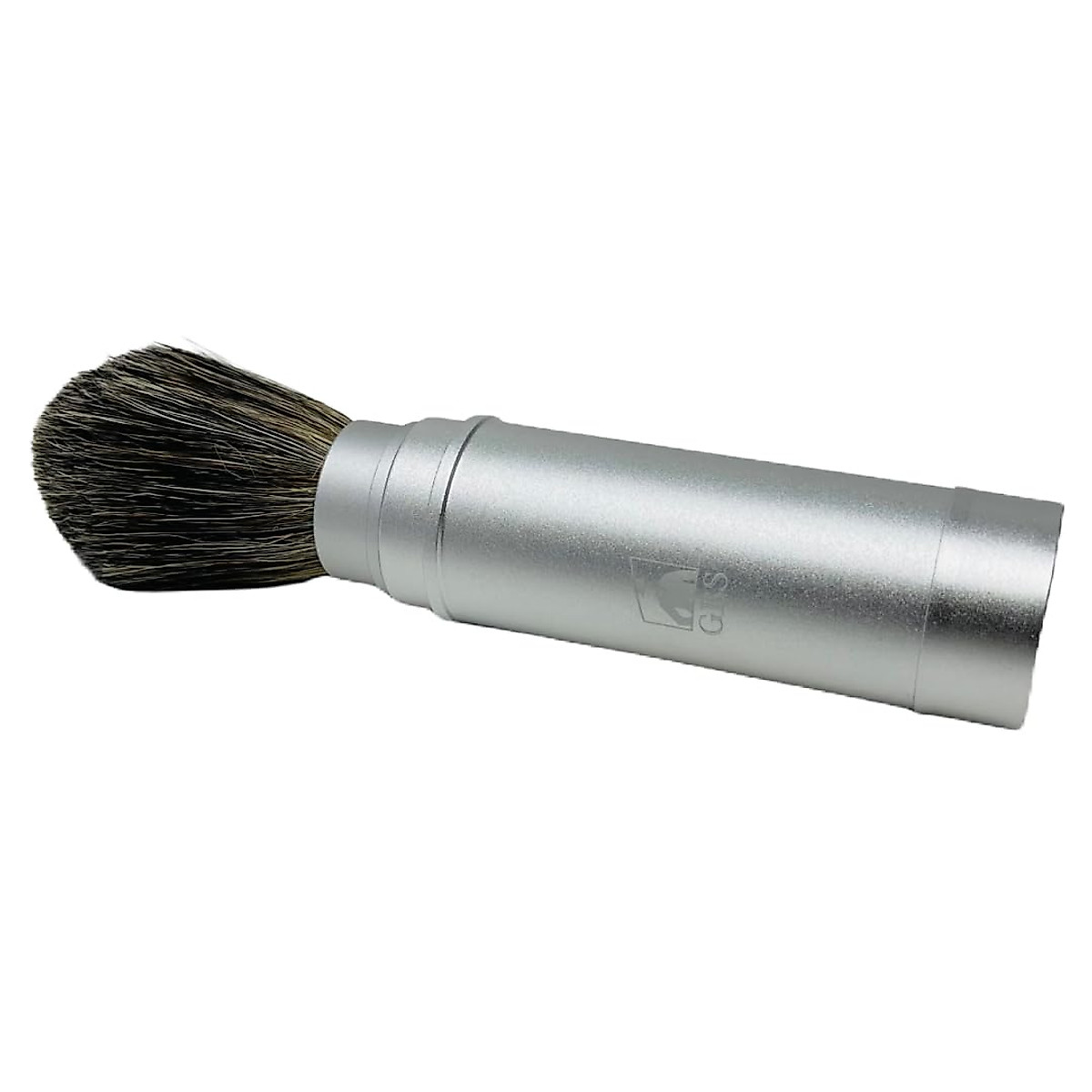 G.B.S 5.5in Silver Metal Canister Portable Badger Hair Shaving Brush for Men, Travel Friendly