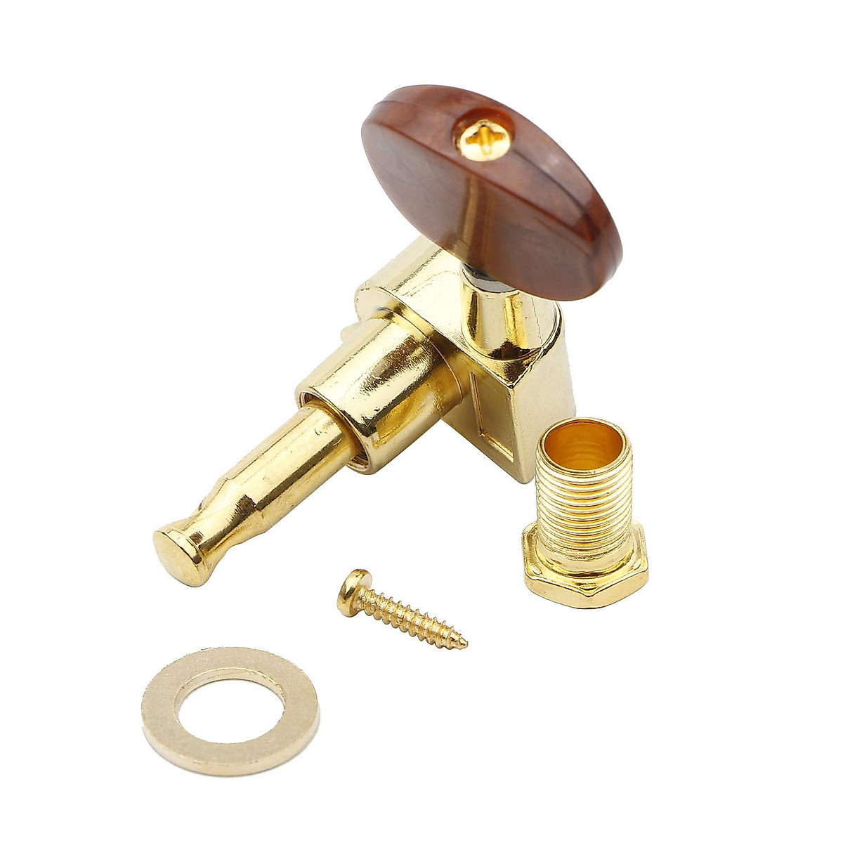 Swhmc 3R 3L Semi-Closed Golden Guitar String Tuners Tuning Keys Pegs Machine Heads Knobs Locking Tuners for Acoustic, Electric Guitar