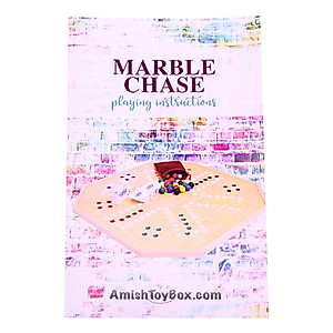 AmishToyBox.com Wooden Marble Chase (Cards N' Marbles) Board Game Set - Large 25" Wide Board - Double-Sided - Includes 1" Marbles and Playing Cards