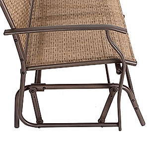 Marble Field Patio Swing Glider Bench for 2 Person, Garden Rocking Loveseat Chair, Rattan Resin Wicker Brown