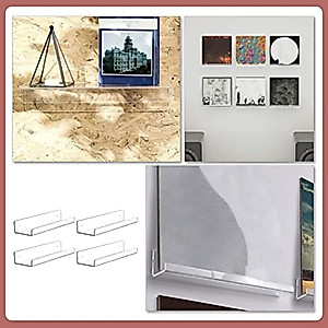 Zerodeko 4PCS Clear Acrylic Shelves for Wall Storage, Acrylic Floating Shelves Wall Mounted, Kids Bookshelf, Display Ledge Wall Shelves for Bedroom, Living Room, Bathroom, Kitchen