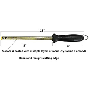 Iconikal Oval Diamond Sharpening Rod, 8-Inch