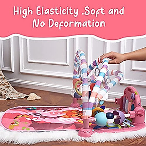 PWTAO Baby Play Mat Baby Musical Activity Gym Mat Kick and Play Piano Gym Early Development Activity Centers with 5 Hanging Toys Boy & Girl Gifts for Newborn Baby 0 to 3 6 9 12 Months