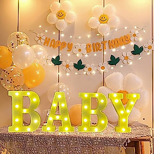 4 Warm White BABY Marquee Light Up Letters, Large BABY Led Light Sign, Perfect for Baby Shower Birthday Home Bedroom Nursery Room Table Wall Decor