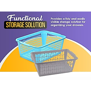 YBM HOME Plastic Perforated Storage Basket Bin Office Drawer, Shelf Desktop Countertop Tray Organizer 32-1184 (1, Pink)