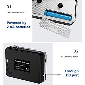 Cassette Player, Cassette Tape to MP3 CD Converter Via USB, Convert Walkman Tape Cassette to MP3 Format, Compatible with Laptop and PC