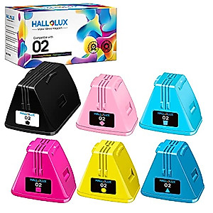 HALLOLUX 02 Ink Cartridge Replacement for HP 02 Ink Cartridge to Compatible with Photosmart 8250 C6180 C6280 C7200 C7250 C7280 C8180 D7360 D7460 Printers (6-Pack)
