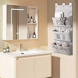 Zyrellix Wall Hanging Organizer Canvas, Wall Hanging Basket with Pockets, Oxford Cloth Wall Organizer, Waterproof Hanging Storage Bag for Kitchen, Bedroom, Bathroom, Door, Office