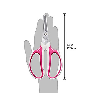 Beaditive Multipurpose Craft Scissors - High-Leverage with Sharp Carbon Steel Blades - Ergonomic Sewing Scissors for Heavy Duty Projects - Office, Scrapbook, Leather Scissors