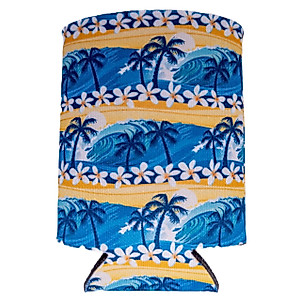 Waves Tropical Beach Pattern Collapsible Can Coolie