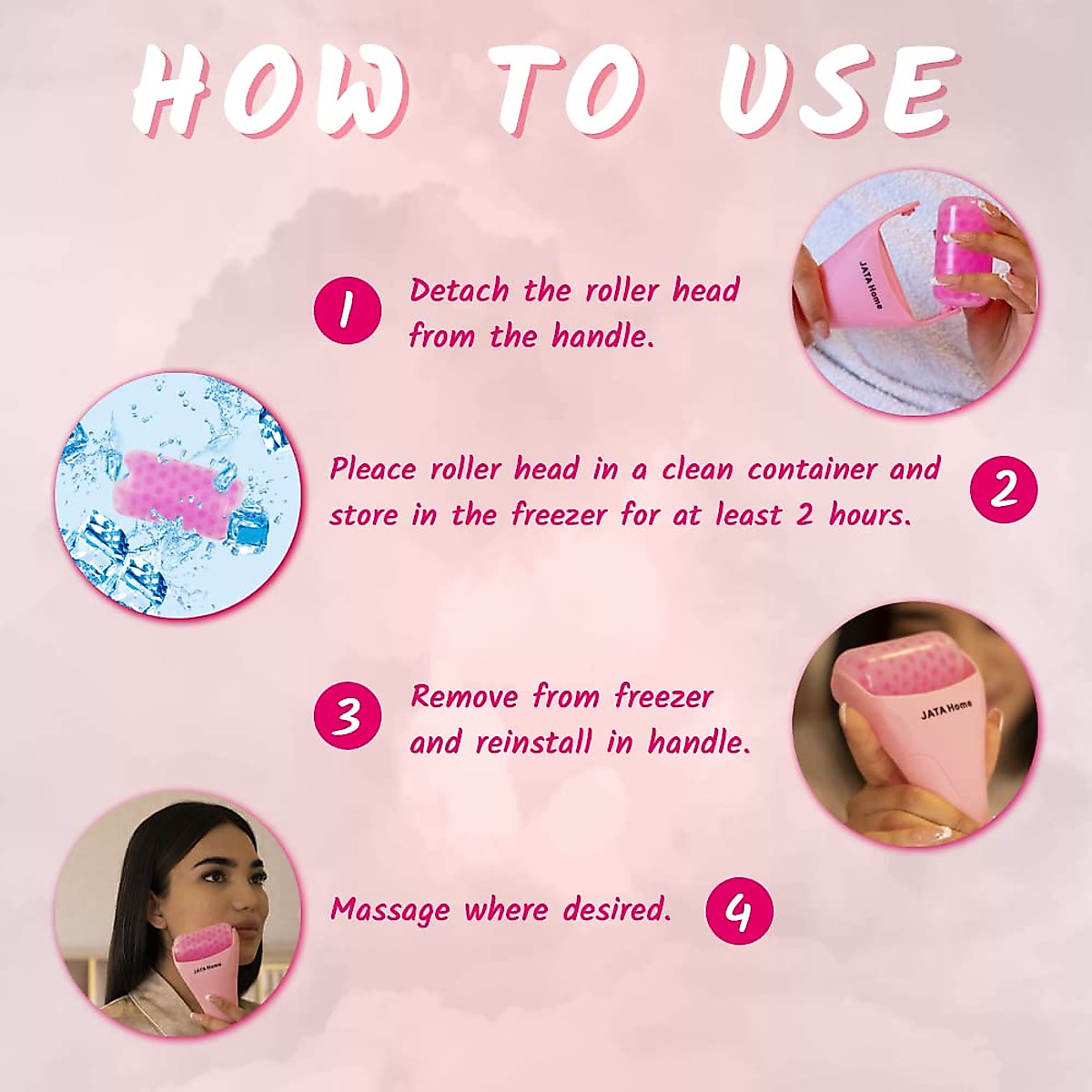 Ice Roller, Cold Facial Ice Roller Massager for Eye Puffiness, Ice Roller For Face, Facial Beauty Ice Roller Skin Care Tools, Ice Rollers for Women Facial Massager for Minor Injury Roller(Pink)