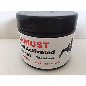 DOGSAMUST All Natural Coconut Shell Activated Charcoal for Dogs 1 oz Powder
