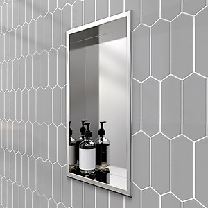 Odass | Shower Niche | 24" X 12" | NO Tile Needed ­| Rectangular Stainless Steel #304 Niche | Brush Recessed Single Shelf Organizer | Bathroom Storage for Shampoo Bottle |