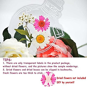 20/40PCS Transparent Dried Flower Bookmarks, Dried Flower Bookmark Craft, Clear Drift Bottle Bookmark, Flower Page Clips Bookmarks, Handmade DIY Transparent Flower Page, Glassware Stickers (C, 20PCS)