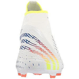 adidas Unisex Edge.3 Predator Firm Ground Soccer Shoe, White/Solar Yellow/Power Blue (Laceless), 11 US Men