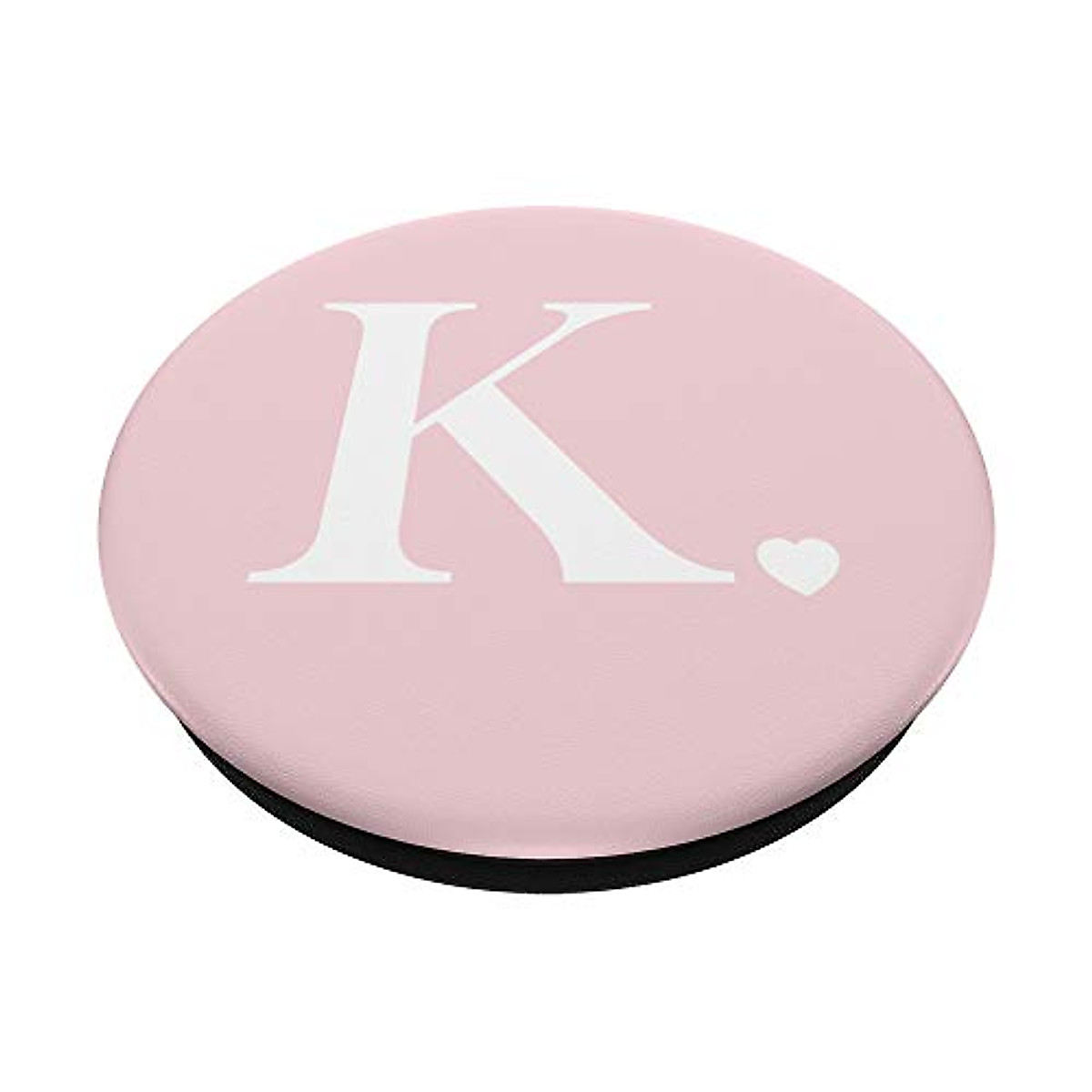 Light Pink White Monogram Letter K Initial Heart Design PopSockets Swappable PopGrip