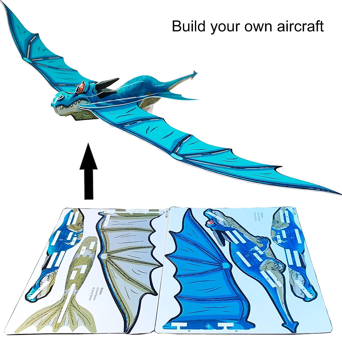 FLYCOLOR Rc Paper Airplane 2.4Ghz 3 Channel Remote Control,DIY RC Aircraft Plane,Ready to Fly with 10 Paper Airplane Templates for Beginners and Hobbyists(Dragon Kit)