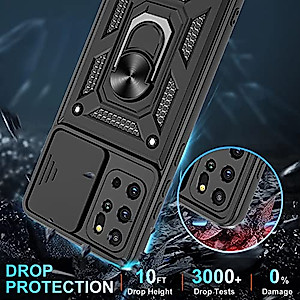 Compatible with Samsung Galaxy S20 Plus Case,Samsung S20 Plus Case with HD Screen Protector with Slide Camera Cover, 360°Rotation Ring Kickstand [Military Grade] Case for Galaxy S20+ Plus,Black