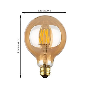 LED Vintage Antique Edison Bulb G30 8W LED Light Filament Bulb, Large Globe Bulb, E26 Base, Warm White 2700K, 70Watts Equivalent, 110-120VAC, Dimmable (8 Watt)