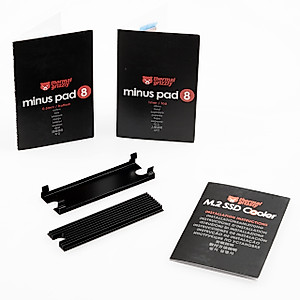 Thermal Grizzly - NVMe M.2 SSD Cooler - Including 2X Matching Minus Pad 8 Thermal Pads - Compatible with Various Manufacturers Like Samsung, Kingston, ADATA