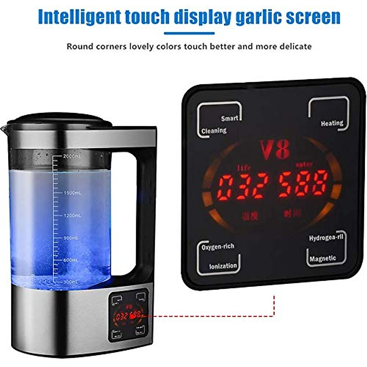 Hydrogen Rich Water Machine 2L Large Capacity Constant Temperature Heating Microelectrolysis Hydrogen Water Generator Anti Aging Antioxidant Hydrogen Water Make Health Care Cup