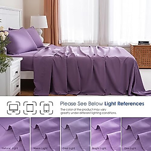 MEISHANG Full Size Sheet Set, Soft Breathable Cooling Brushed Microfiber Bed Sheets, Hotel Luxury Egyptian Sheets with 16 Inch Deep Pocket, Wrinkle Free, 4 Pieces (Full, Purple)