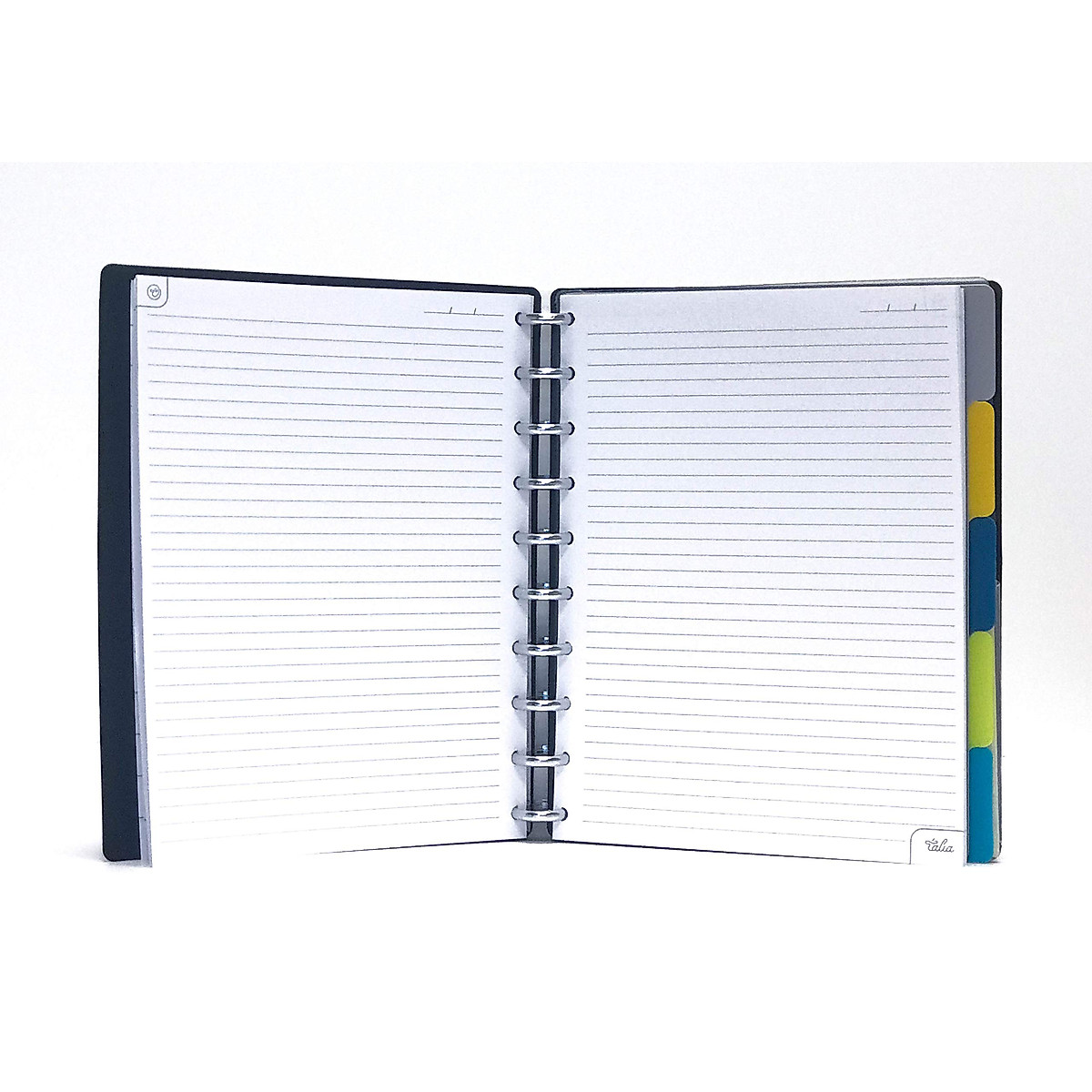 Talia Discbound Notebooks, Planner, Customizable, (yClear w/Silver Discs, Midsize (7.5in x 9.75in))