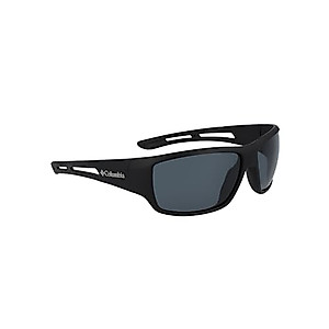 Columbia Men's Utilizer Wrap Polarized Sunglasses, Matte Black/Smoke Polarized, 62 mm